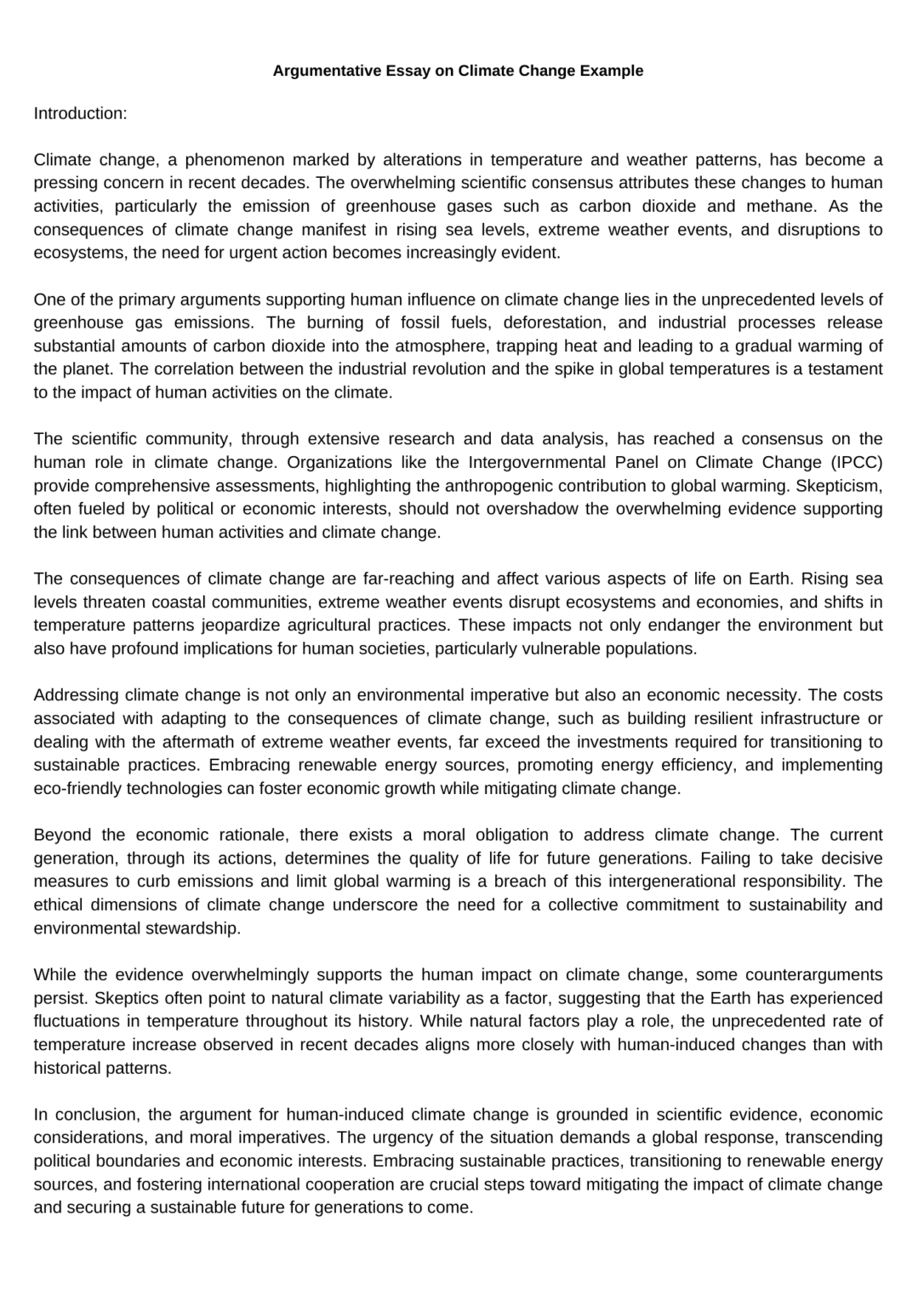 Argumentative Essay on Climate Change | Rubric and Sample - Englet