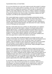 Argumentative Essay on Social Media - Englet